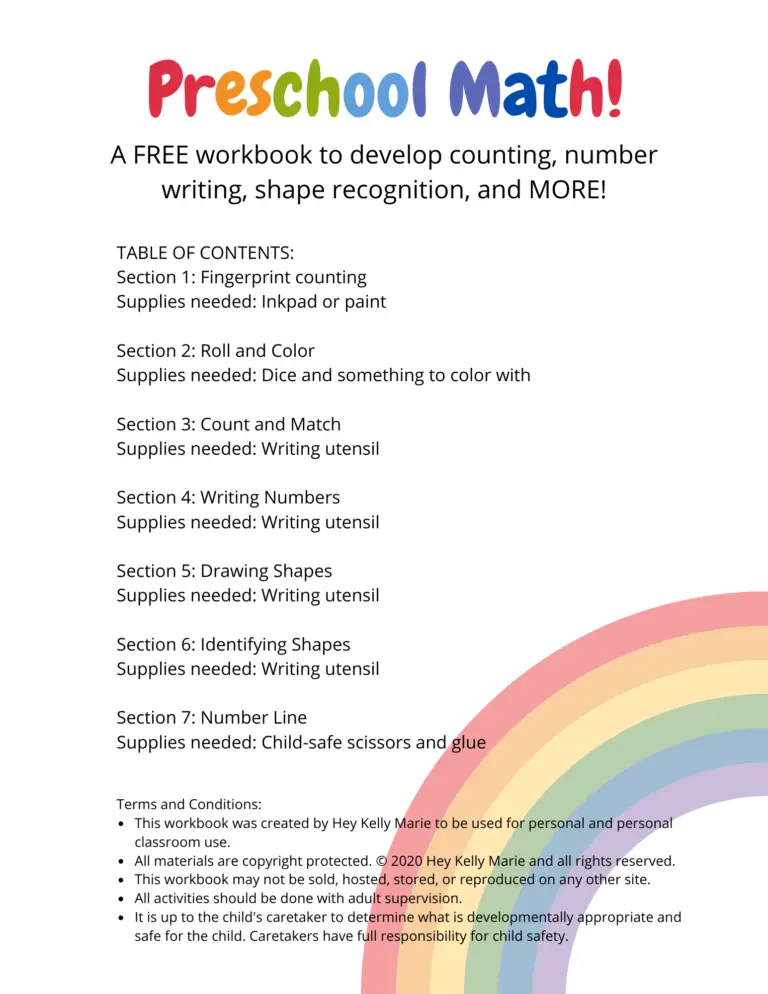 Free Preschool Math Workbook for Learning at Home