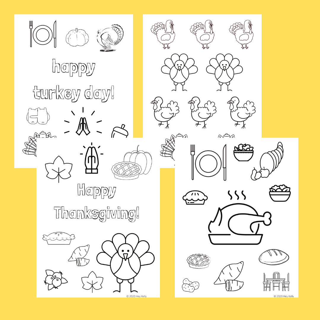 Free, Printable Thanksgiving Coloring Sheets with Turkeys, Pie, and ...