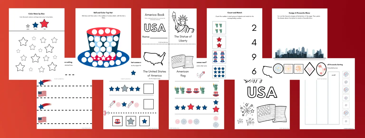 America Preschool Printable Activities for Patriotic Fun