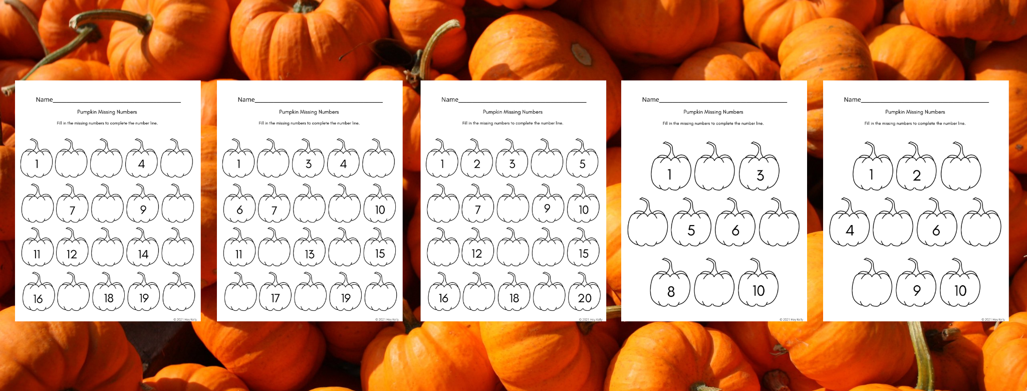 Pumpkin Missing Numbers Printable Activity