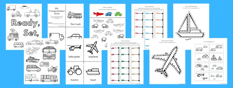 Preschool Transportation Theme Worksheets